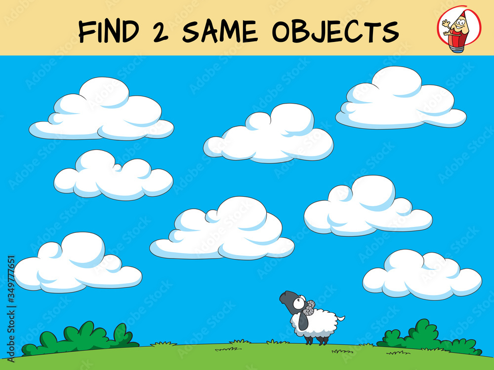 Find two the same clouds. Educational matching game for children ...