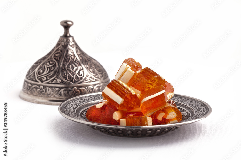 Turkish delight and rock candy (akide ve lokum) Stock Photo | Adobe Stock