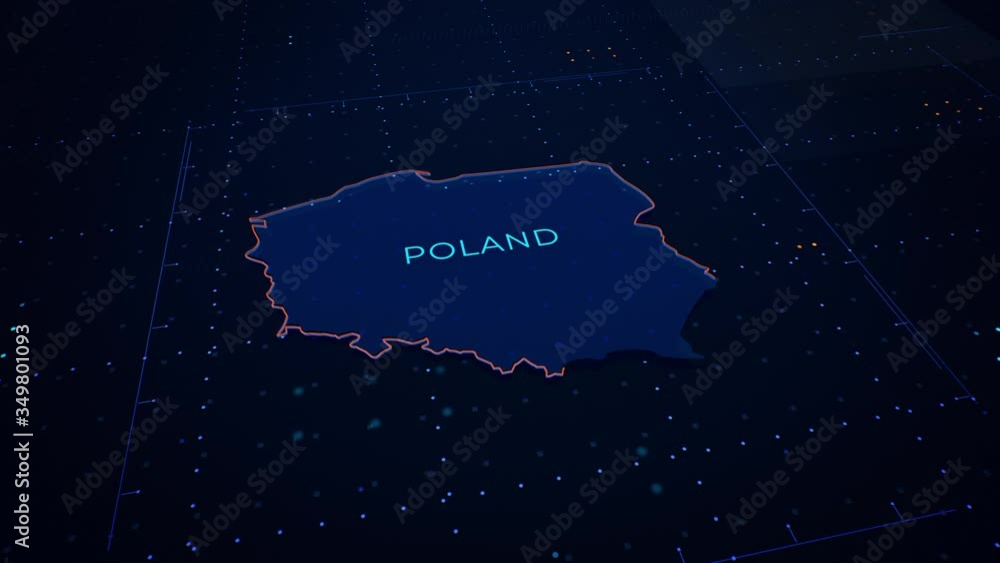 3d render of Poland map. Camera flying through digital space. vídeo do ...