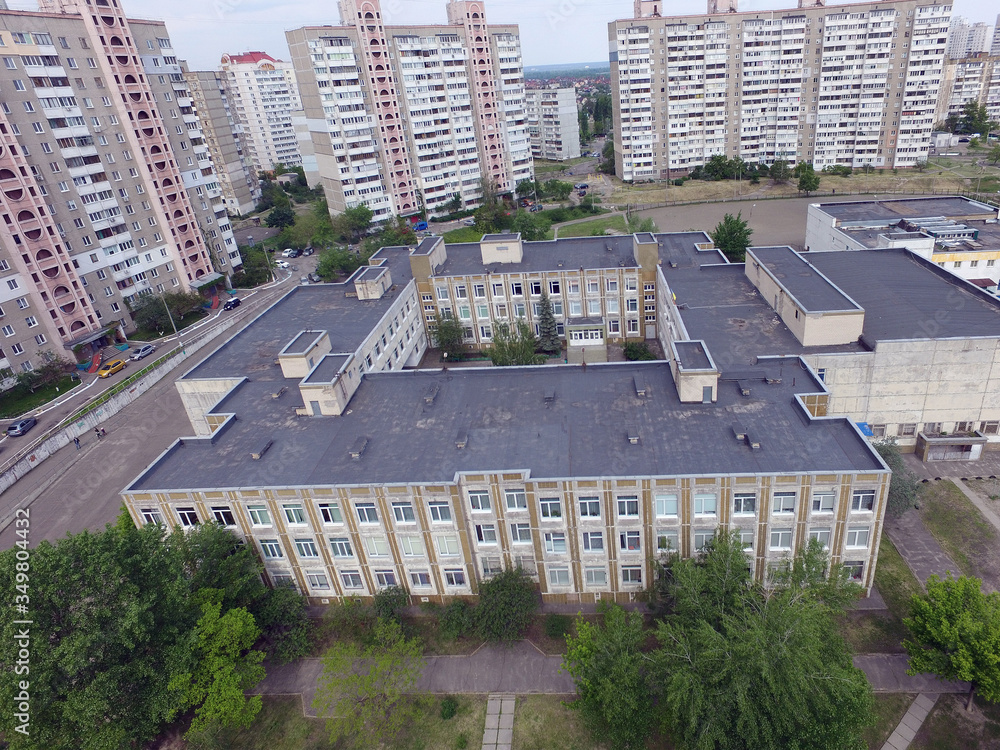 Soviet planning residential areas. The school building is surrounded by ...