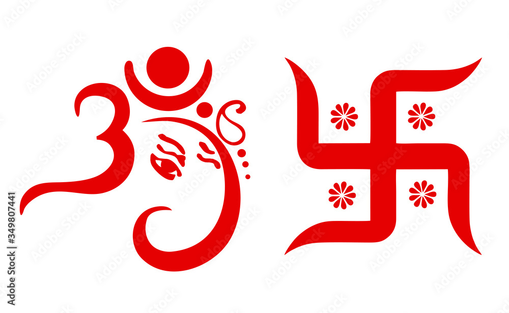 Vector illustration of Om and Swastika editable Stock Vector | Adobe Stock
