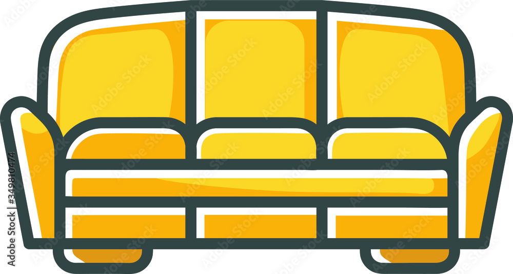 rectangular shaped sofa, rounded corners of the back, three places ...