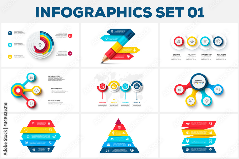 Big set of infographic elements. Can be used for steps, business ...