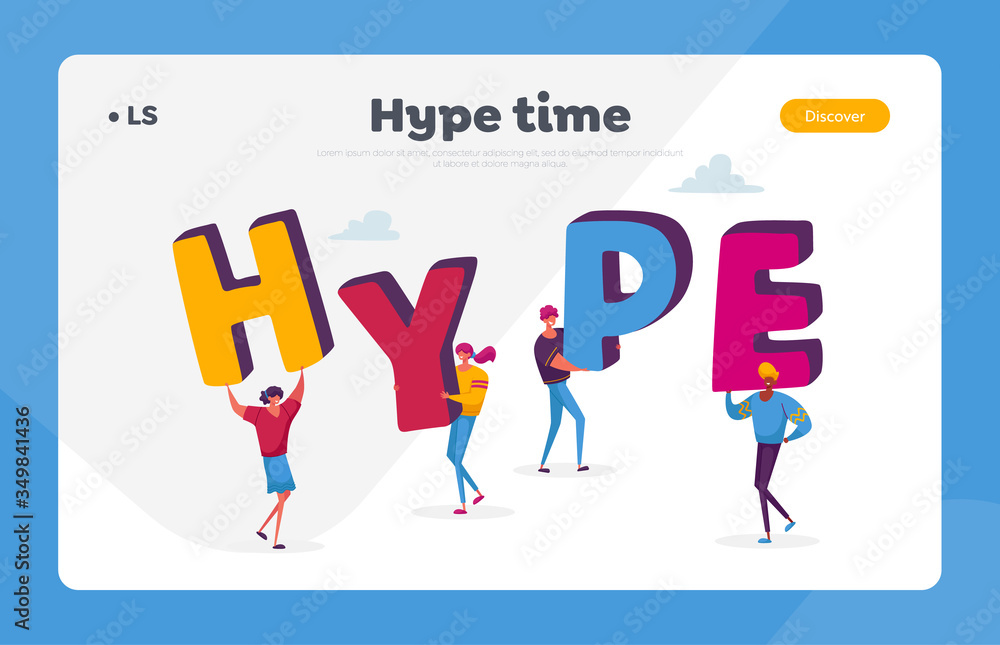 Vetor de Viral Internet Content, Hype Landing Page Template. Tiny ...