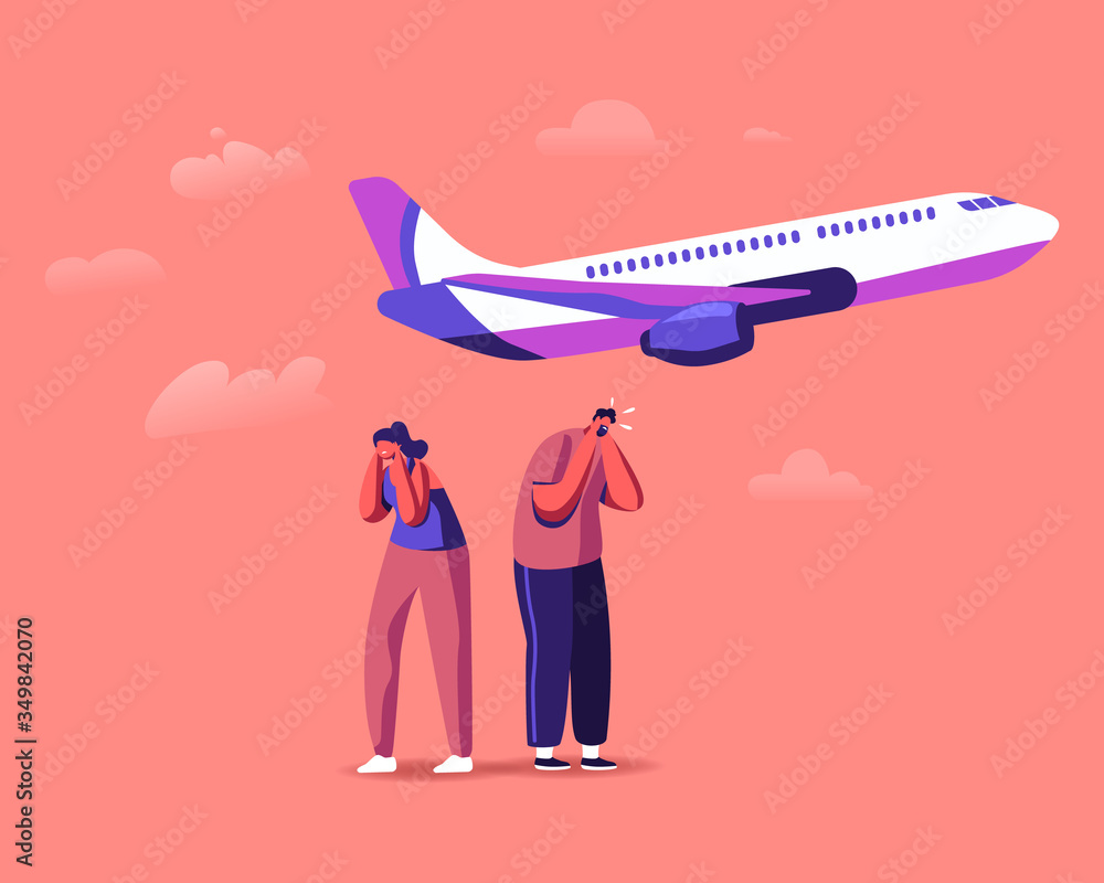 Male and Female Characters Suffering of Noise Pollution. Big City ...