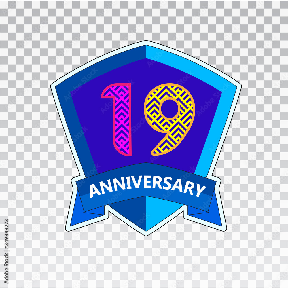 19 years anniversary celebration logo vector template design Stock ...