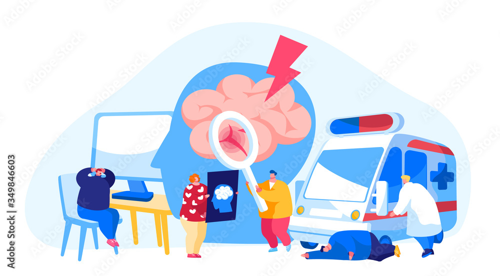 Brain Stroke, Apoplexy, Insult Attack Concept. Ambulance Hospitalize ...