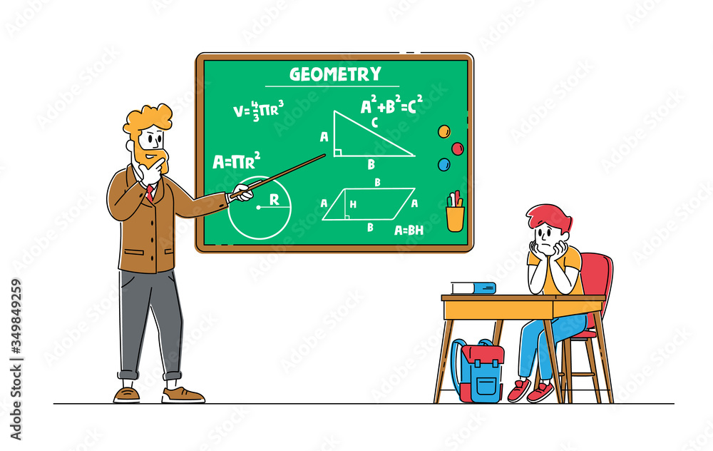 Education, Back to School Concept. Little Boring Schoolboy Character ...
