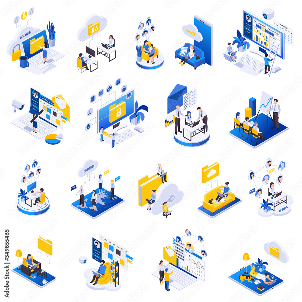 Remote Management Isometric Icons Stock Vector | Adobe Stock