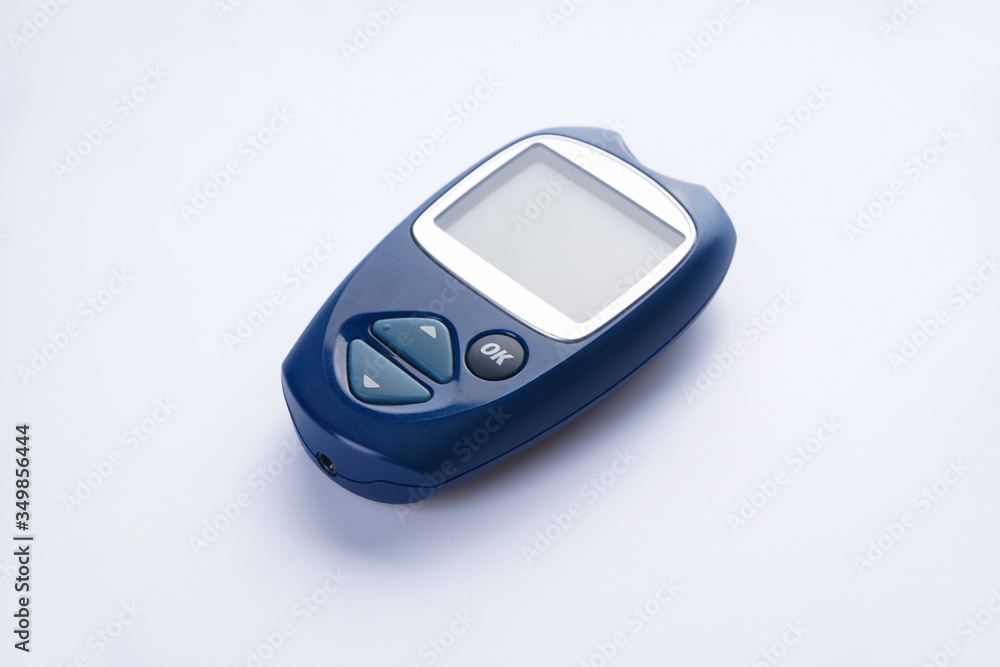 Diabetes. Blood glucose meter. Glucometer isolate on white background ...