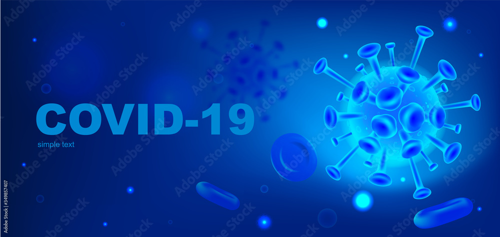 Coronavirus cell realistic vector banner template. Viral disease ...