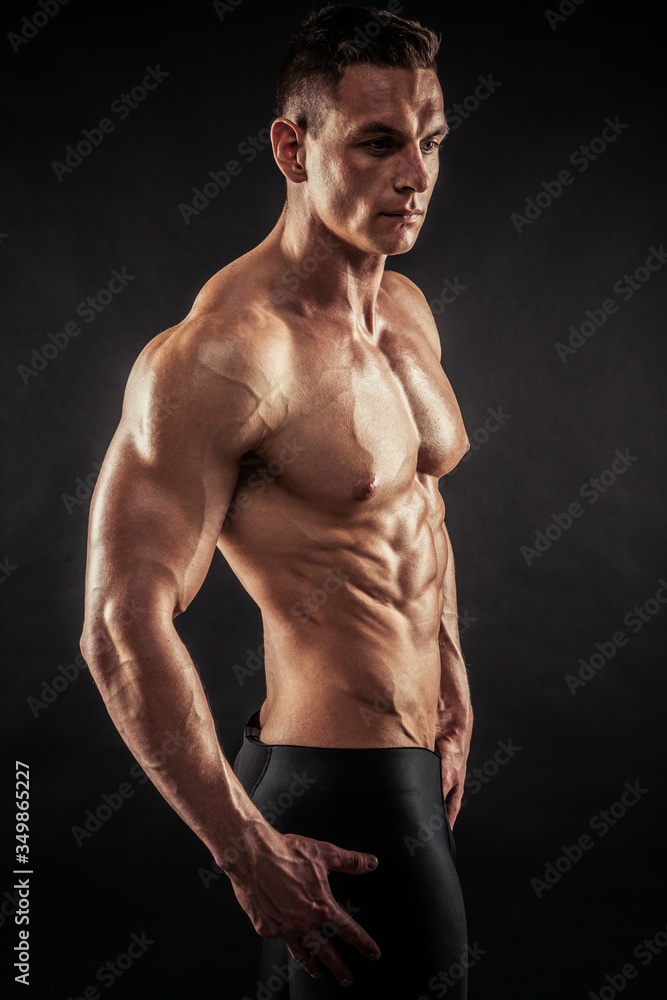 Fitness in gym, sport and healthy lifestyle concept. Handsome athletic ...