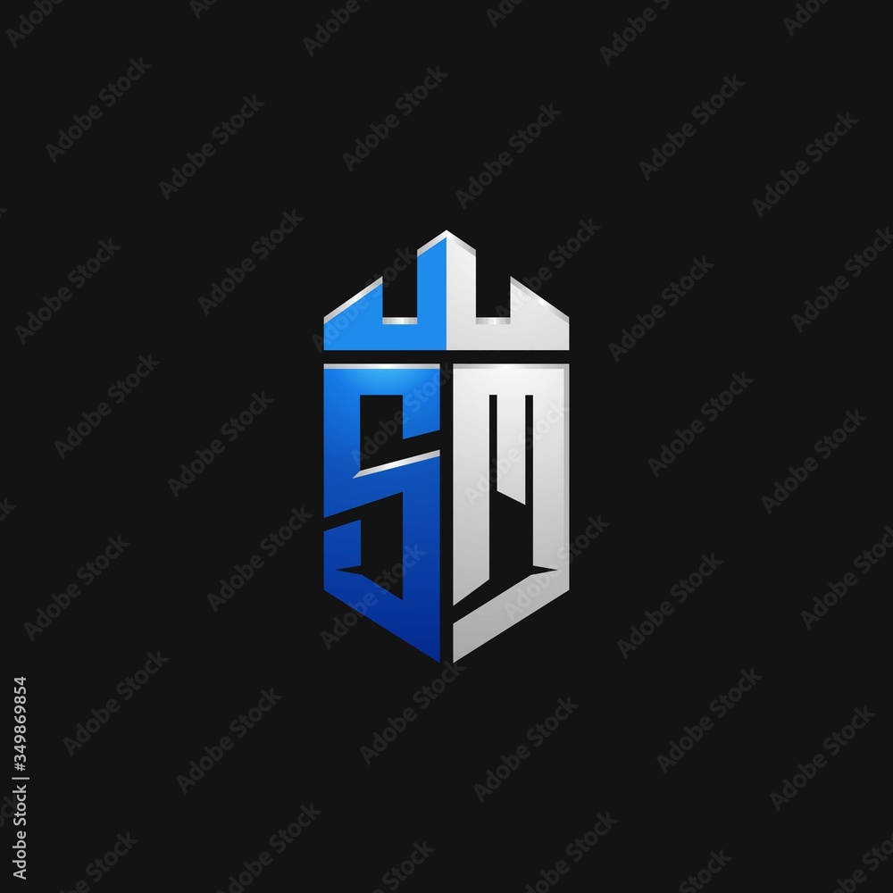 SM initials shield logo monogram designs modern templates. Stock Vector ...