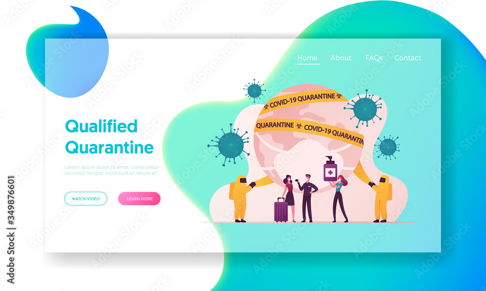 Quarantine Landing Page Template. Characters with Luggage Stand at ...