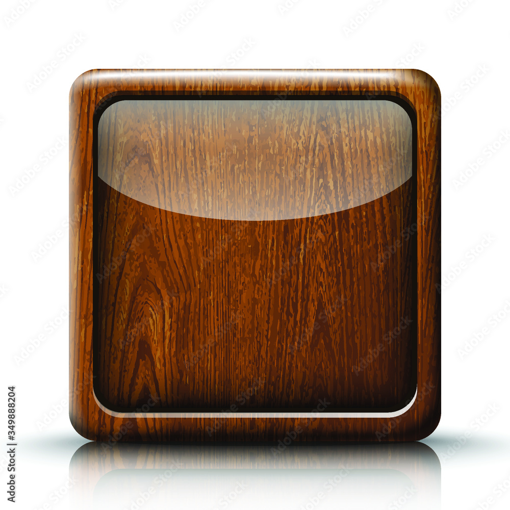 Vector 3d realistic app button. Icon in wood texture. Stock Vector ...