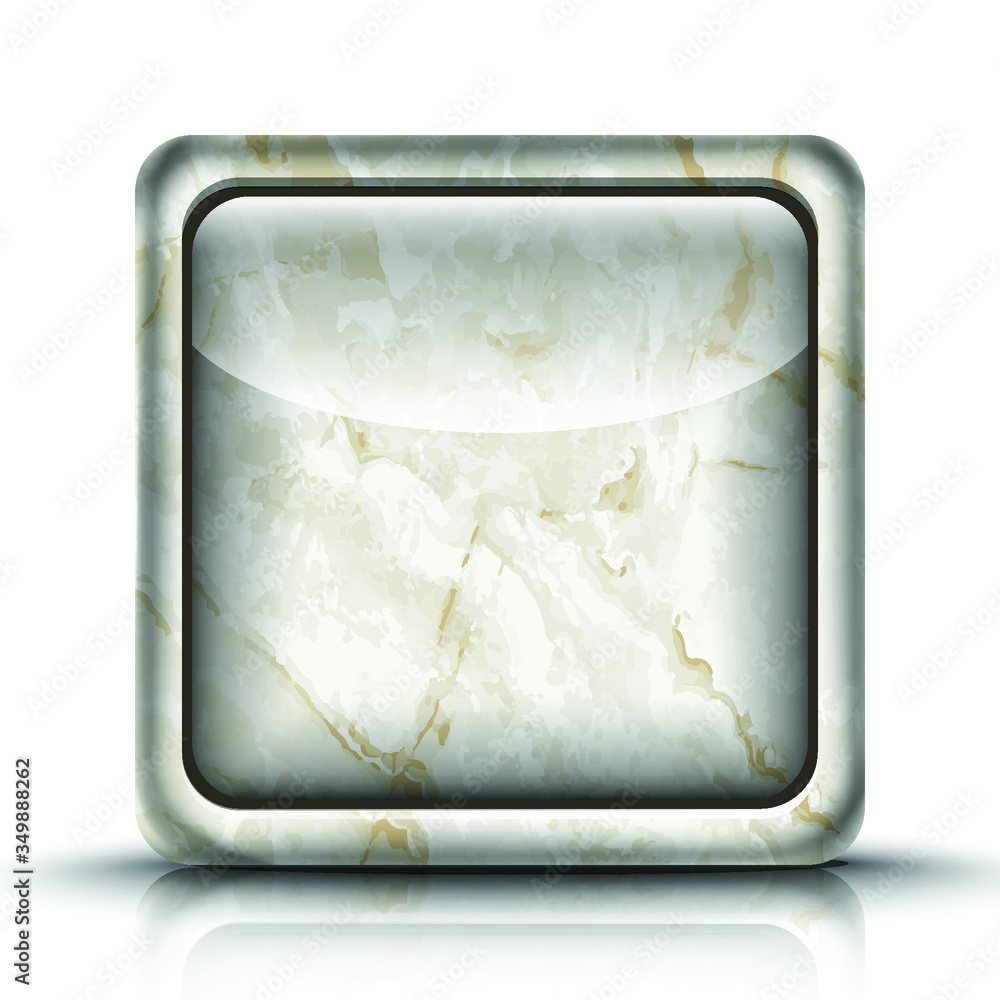 Vector 3d realistic app button. Icon with frame in marble and stone ...