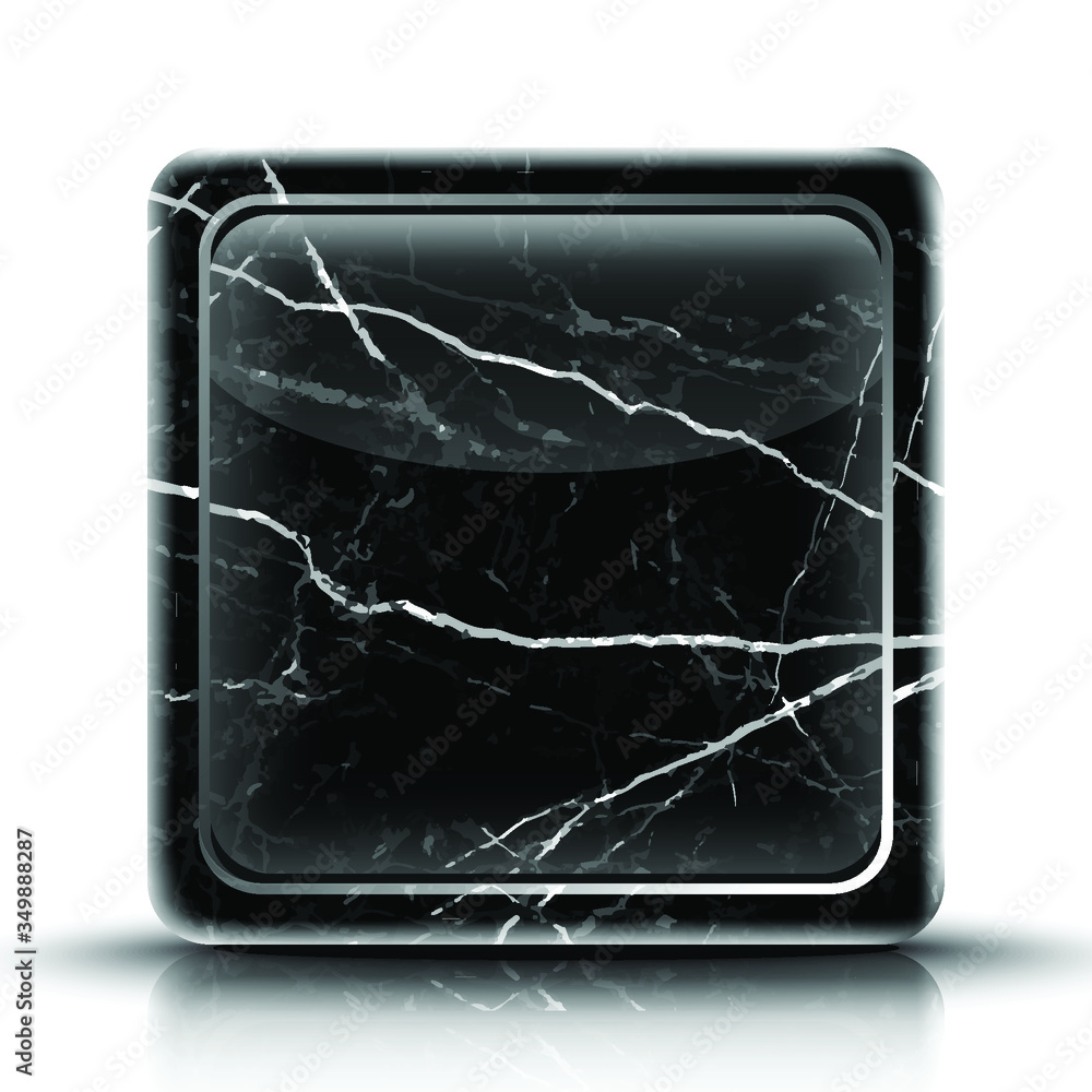Vector 3d realistic app button. Icon with frame in marble and stone ...