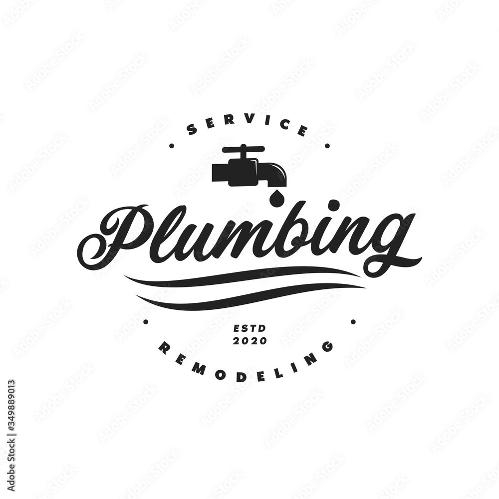 vintage plumbing logo, icon and illustration Stock Vector | Adobe Stock