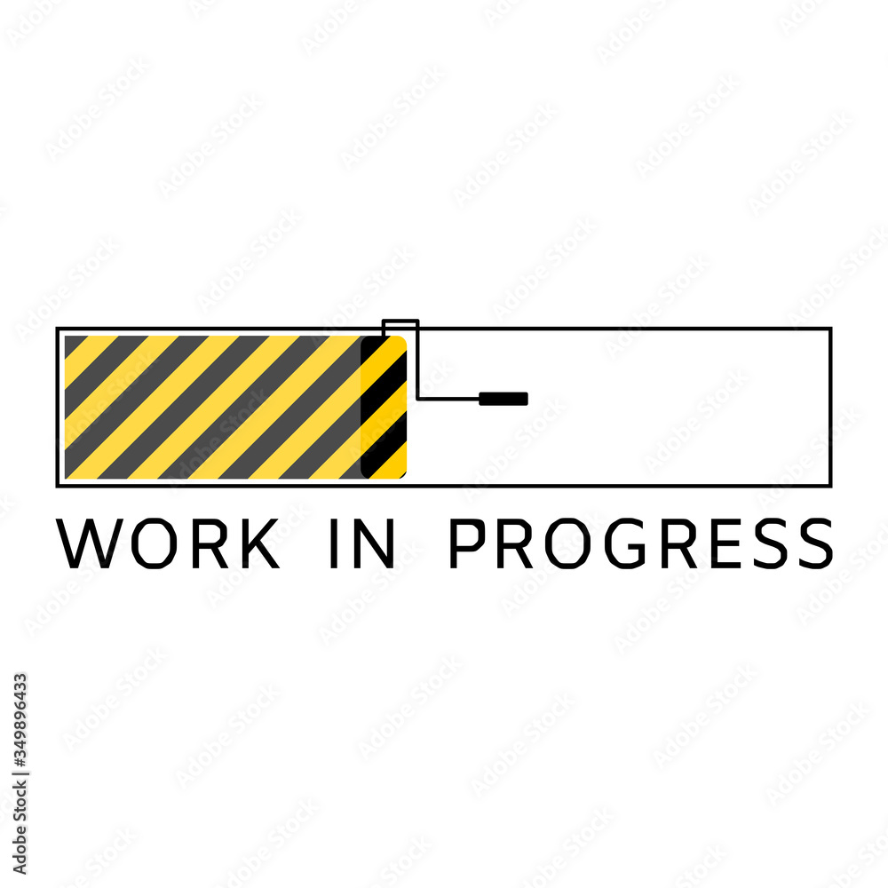 Work in progress warning sign with yellow and black stripes painted ...