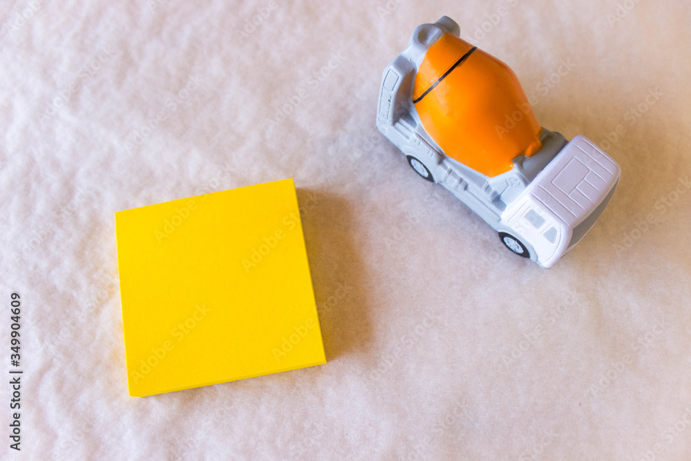 top view of concrete truck mixer on rough white-grey background. Free ...
