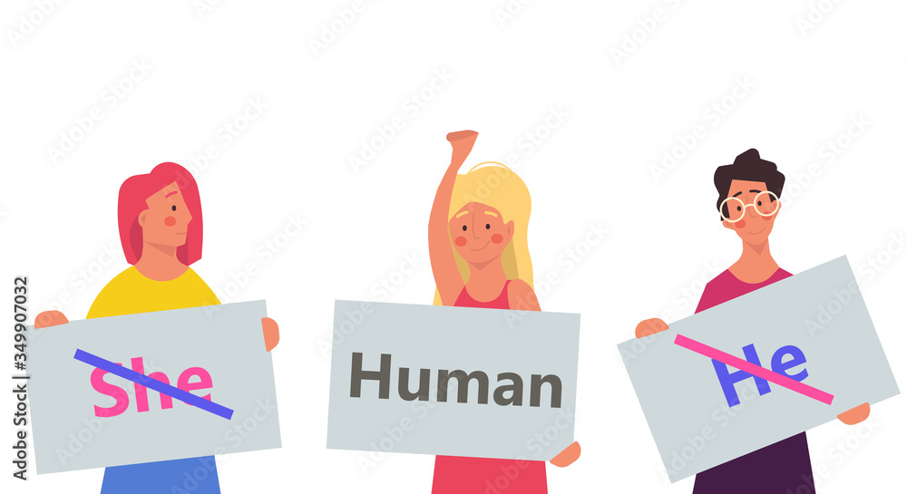 Gender neutral vector illustration person. He , she - human design ...