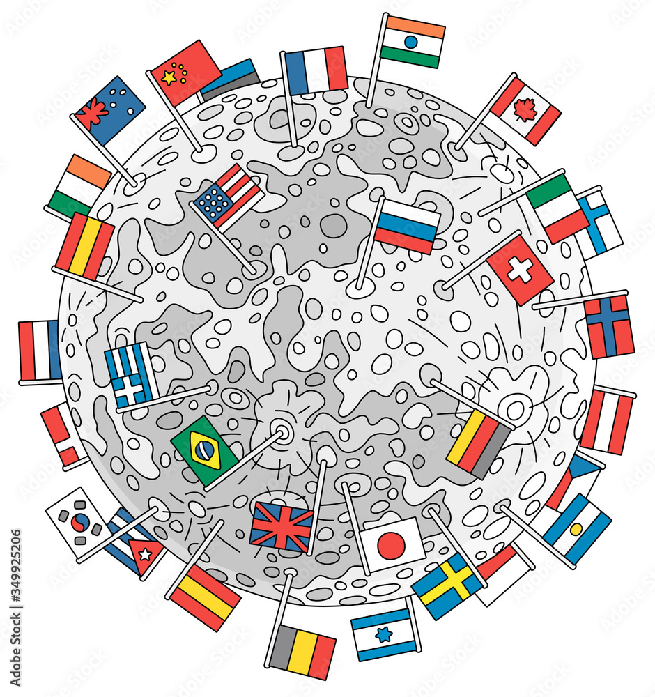 Division of the Moon, the satellite of the Earth divided between ...
