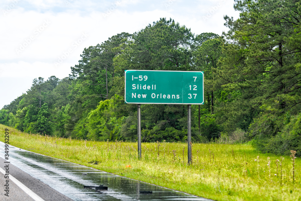 Highway road i10 sign post west interstate 10 with direction sign and ...