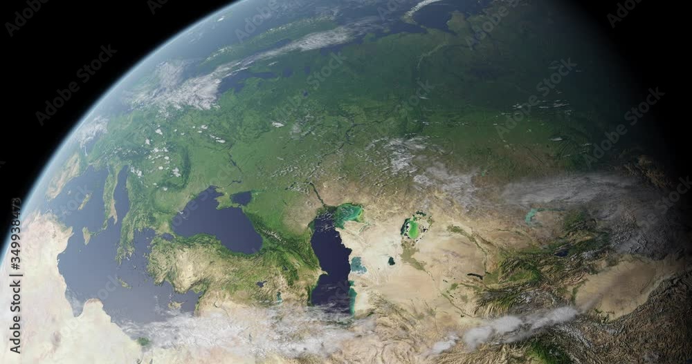 Europe, Turkey and Russia seen from space during daytime. Earth ...