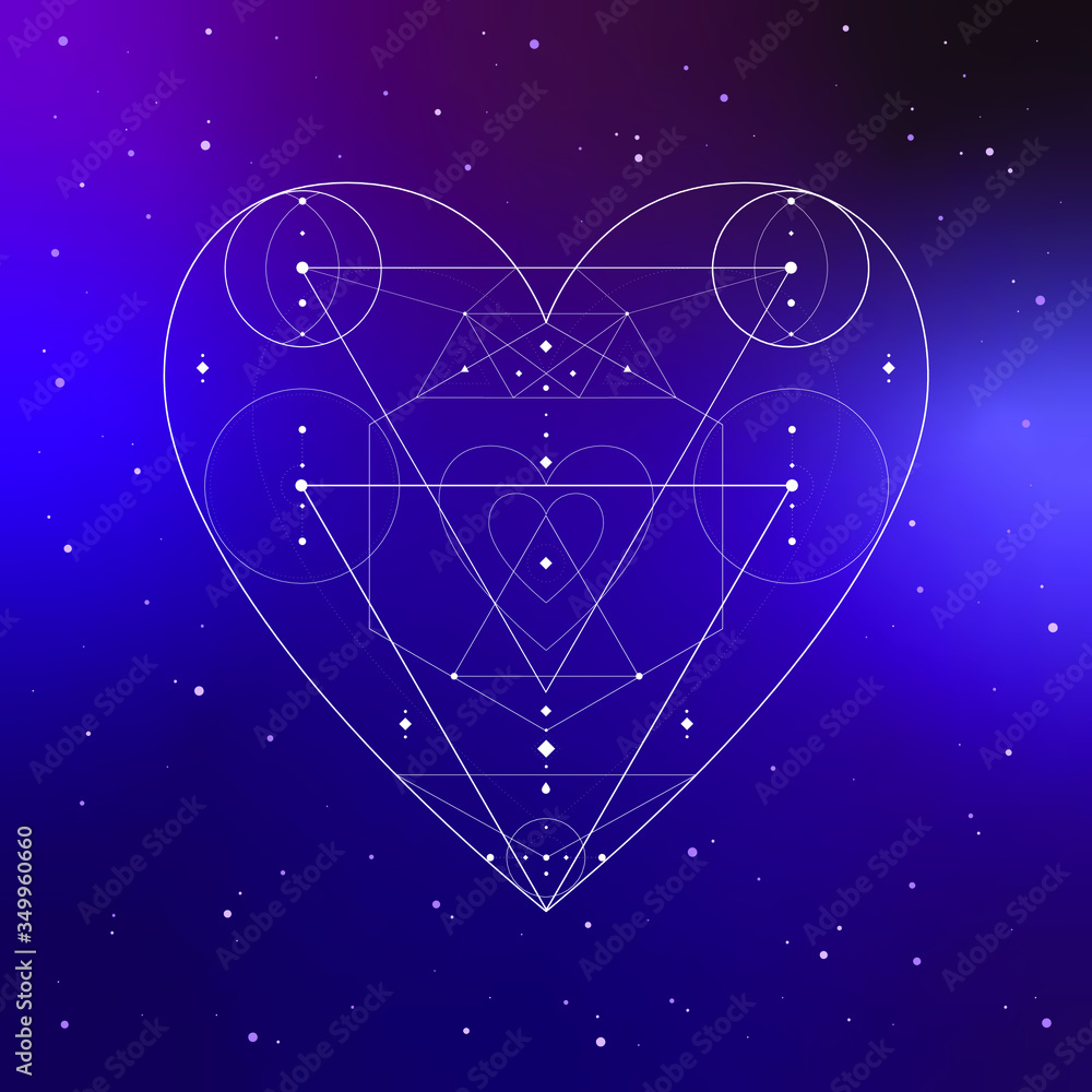 Vector illustration of the sacred geometry heart beautiful love symbol ...