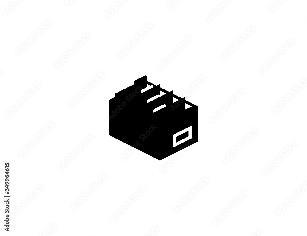 Card file box vector flat icon. Isolated documents, files box, folder ...