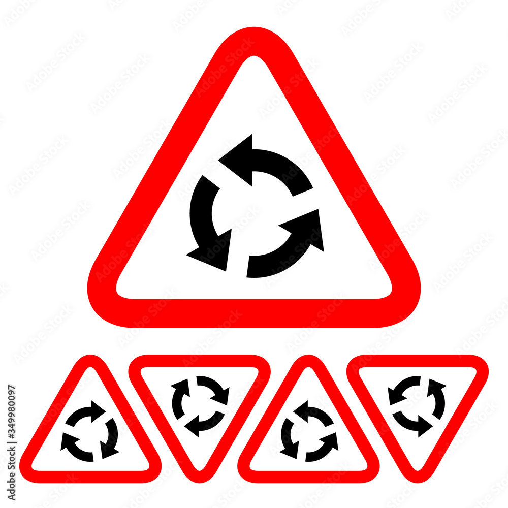 Roundabout road sign, isolated on white background, vector illustration ...