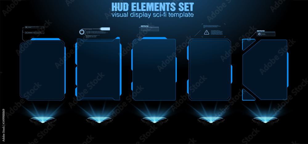 Futuristic Vector HUD Interface Screen Design. Digital callouts titles ...