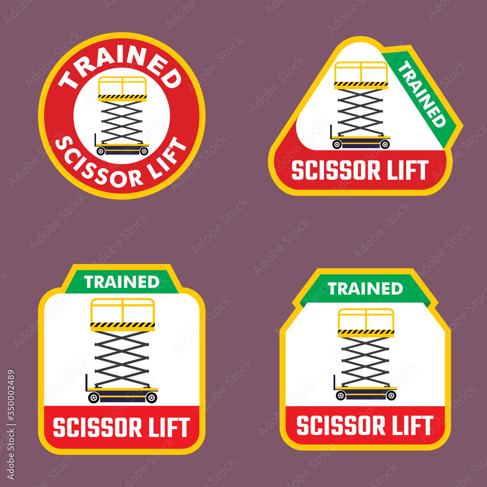 Trained scissor lift operator sticker design for attach at safety ...