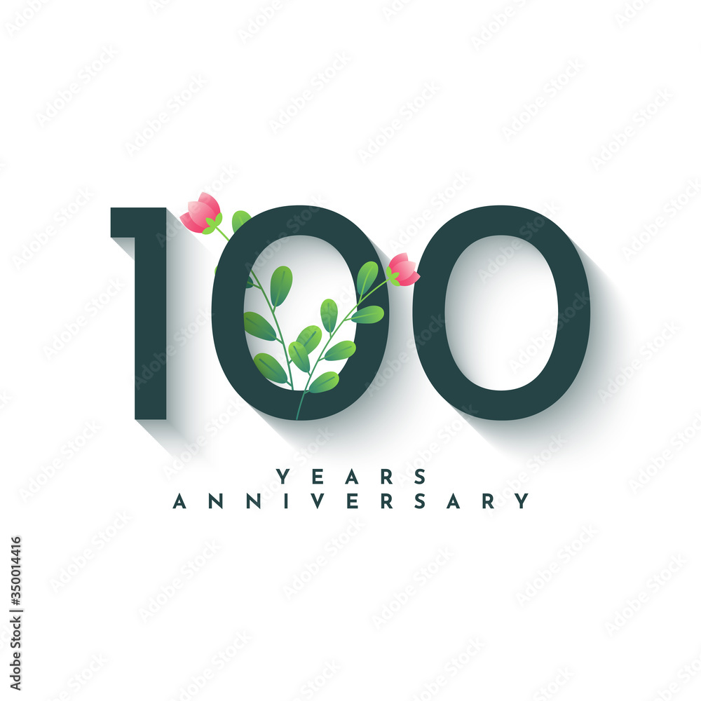 100 Years Anniversary with nature element Illustreation Template design ...