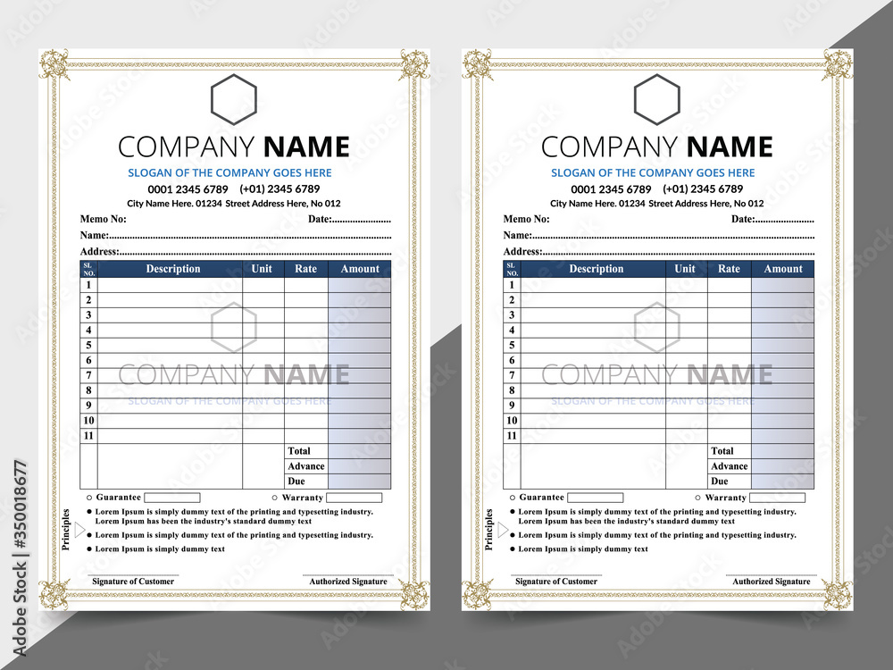 Modern cash memo design vector template Stock Vector | Adobe Stock