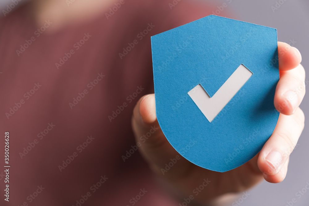 Foto de protection sign shield safe concept do Stock | Adobe Stock