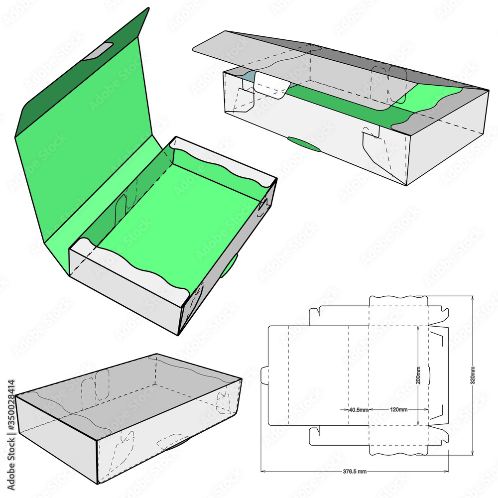 Folding Box (Internal measurement 20x12+4cm) and Die-cut Pattern. The ...