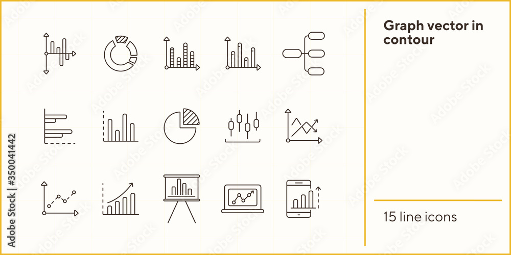 Graph vector icon set in contour line style. Graph concept. Orientation ...