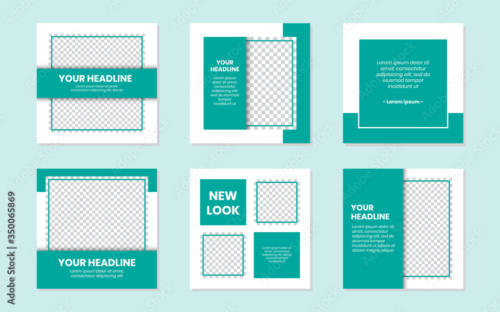 Slides abstract Unique Editable modern Social Media Solid Blue Green ...