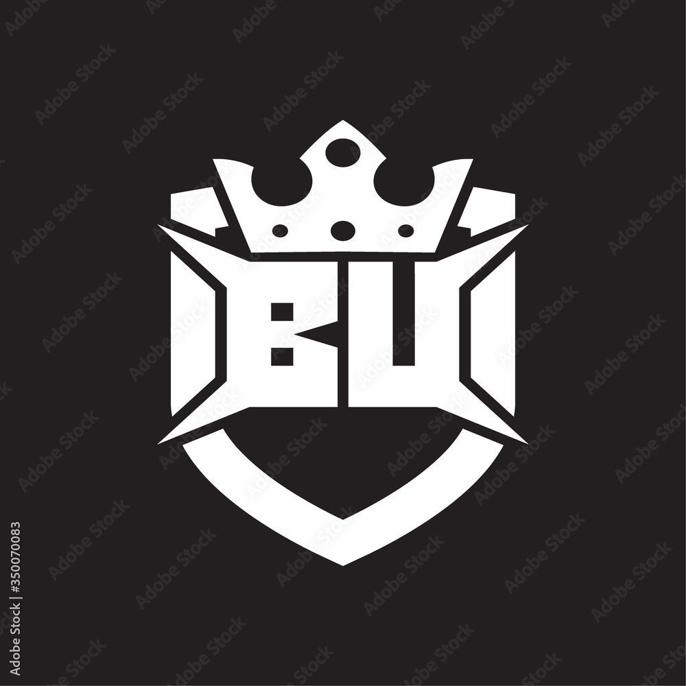 BU Logo monogram isolated with shield and crown design template Stock ...