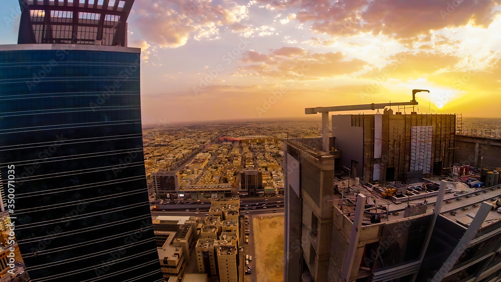 Riyadh, Saudi Arabia : Aerial view of Riyadh downtown with landscape ...