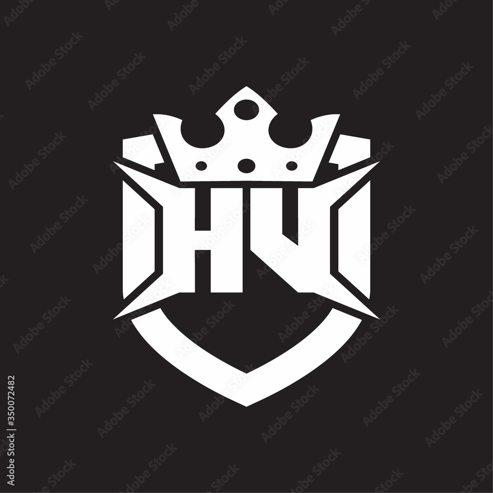 HV Logo monogram isolated with shield and crown design template Stock ...