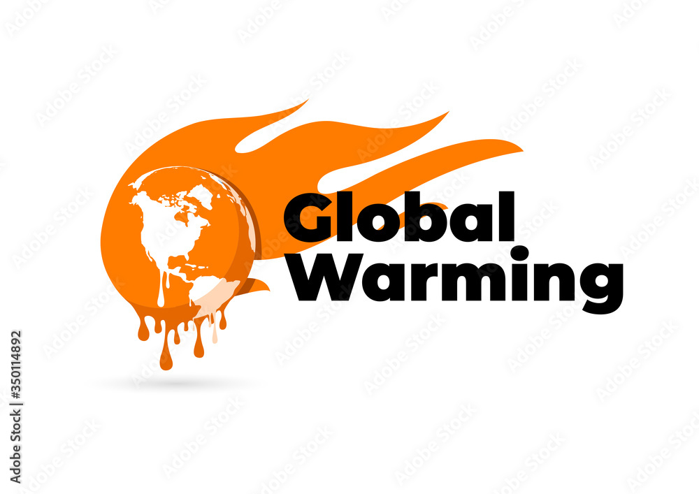 Global warming logo. Global warming, Earth globe melting. Stock Vector ...