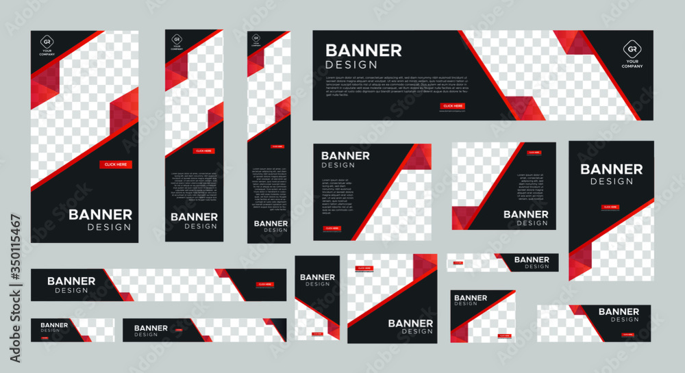 set of creative web banners of standard size with a place for photos ...