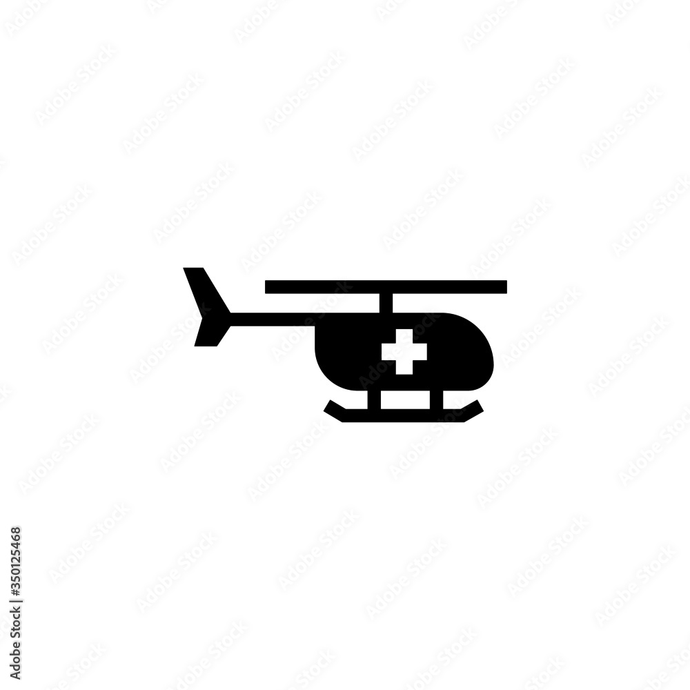 Medical chopper transport icon in black flat shape design isolated on ...