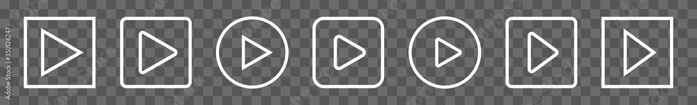 Play Button Icon White Line | Start Buttons Illustration | Video Audio ...
