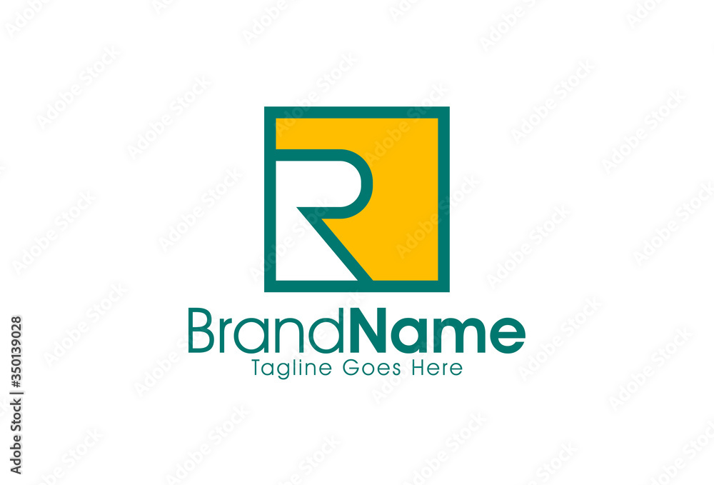 letter r logo square geometric line Stock Vector | Adobe Stock