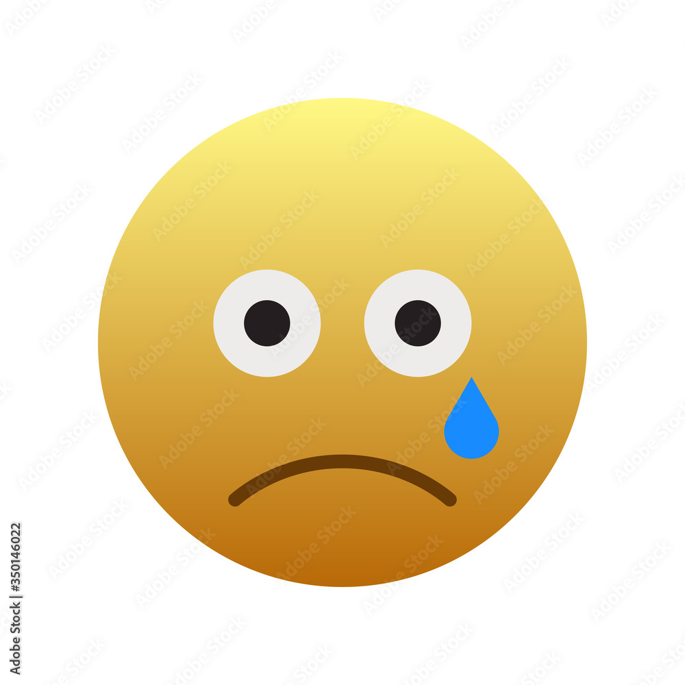 Sad but relieved face emoji isolated on white background. Disappointed ...
