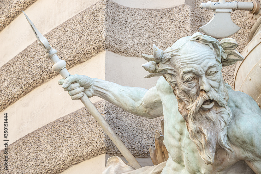 Element of Sea Power Fountain at Saint Michael square in historical ...