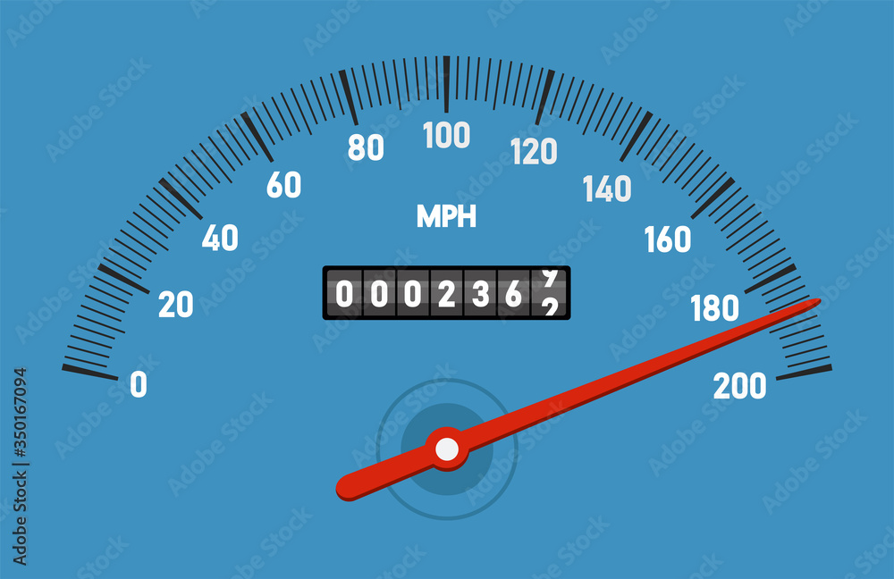 Car Speedometer With Speed Level Scale Isolated On White Sport Car Odometer With Motor Miles